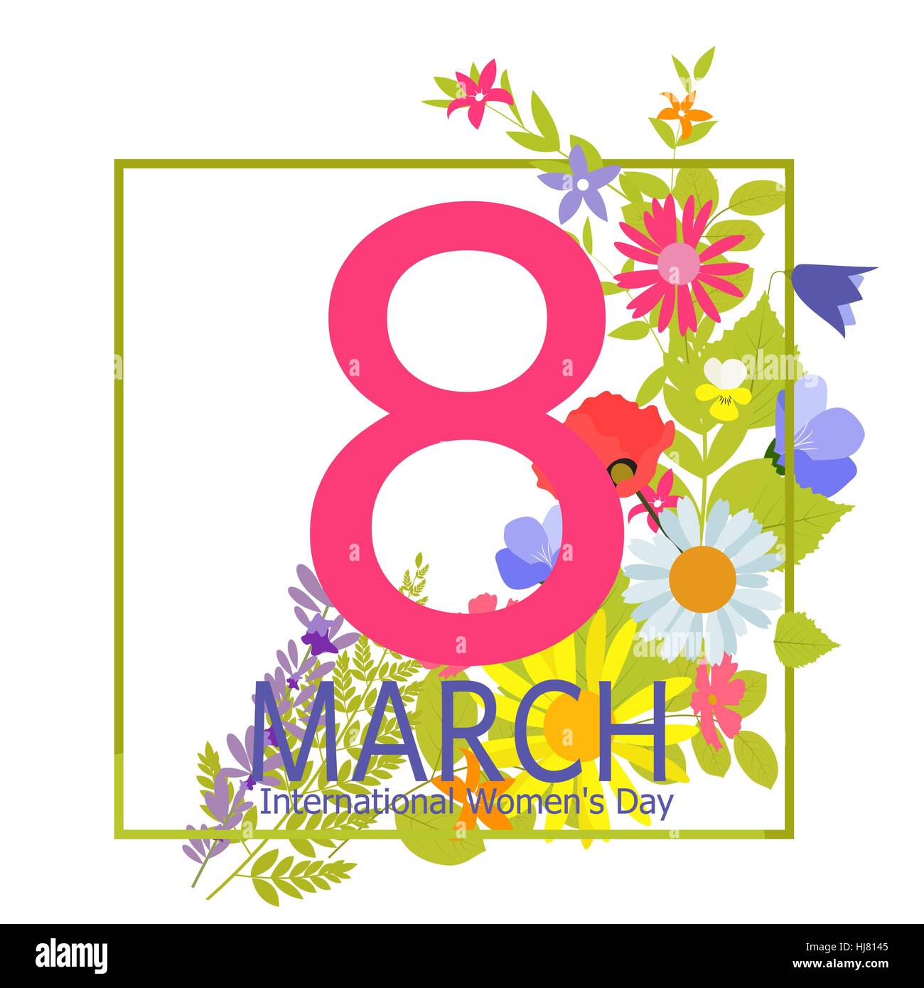Womens Day Greeting Card 8 March Vector Illustration Stock Vector Image ...