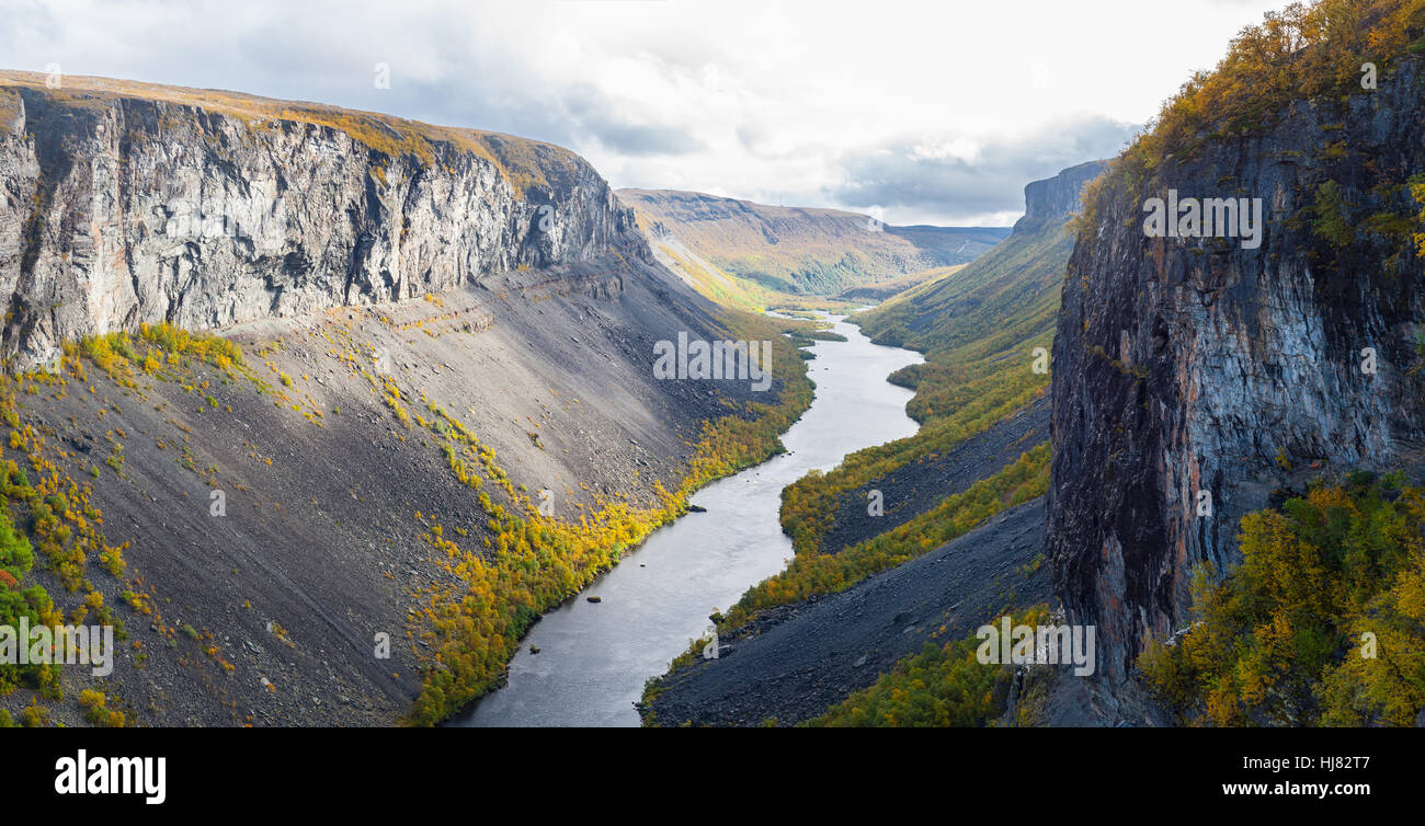 The Alta canyon: view of River Alta and gorge. Alta, Finnmark, Norway ...