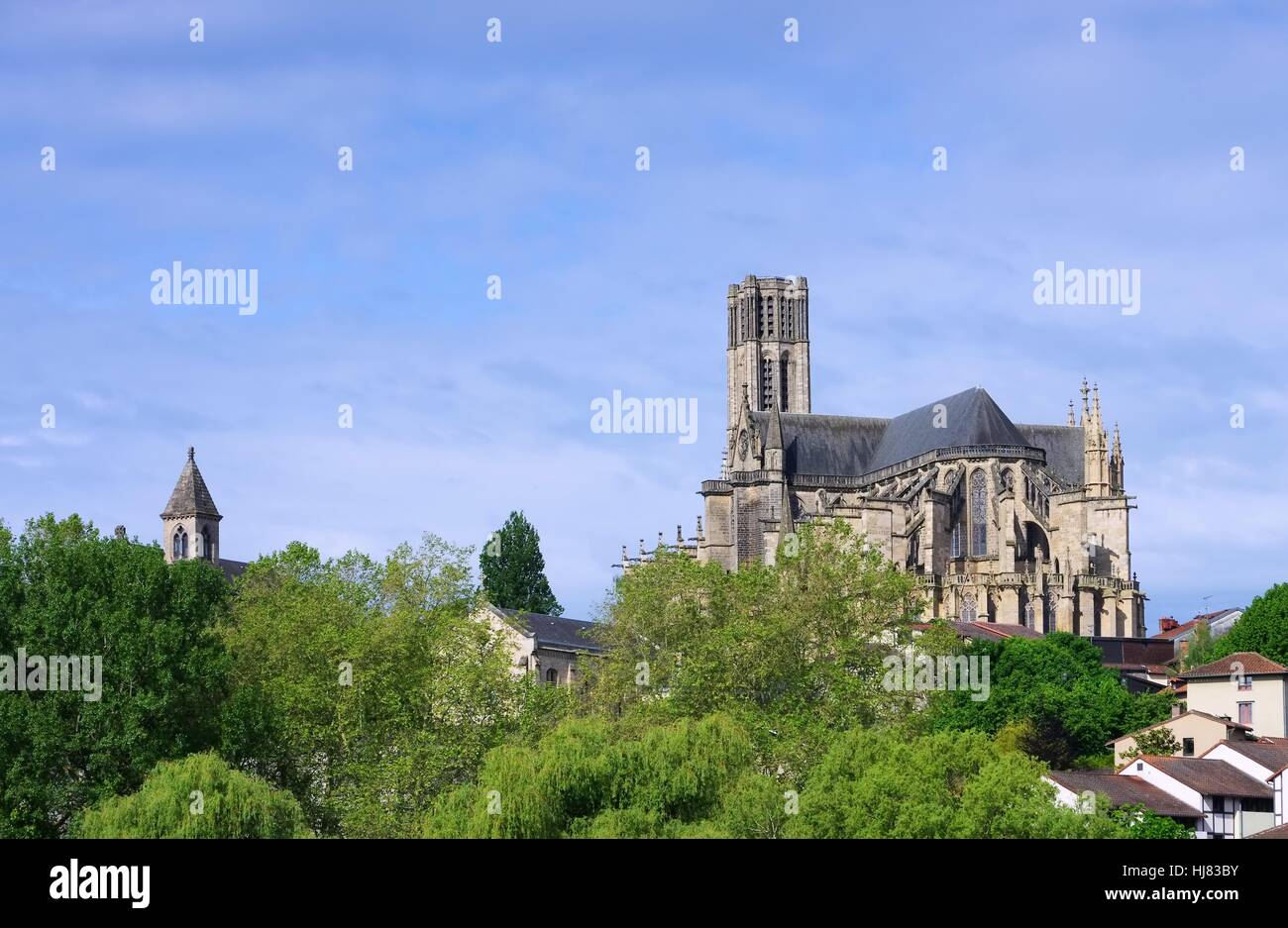 church, france, skyline, city view, blue, church, city, town, tree ...