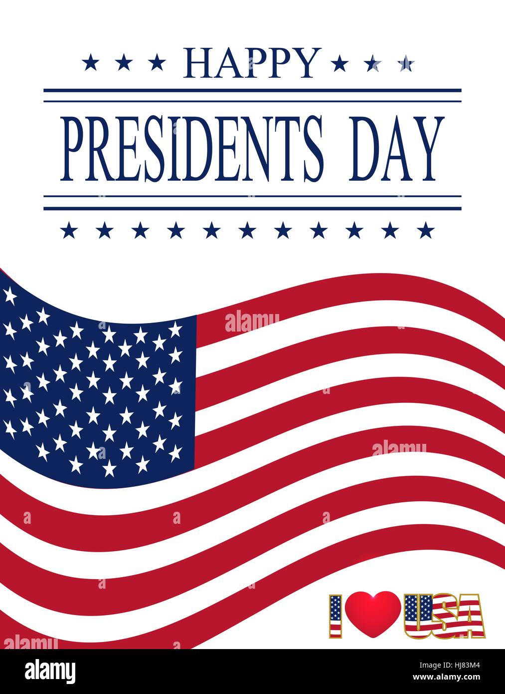 Presidents Day. Greeting card with symbols. Greeting inscription ...