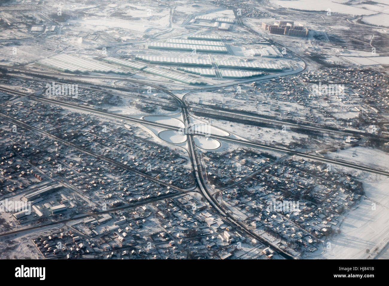Road junction aerial view Stock Photo - Alamy