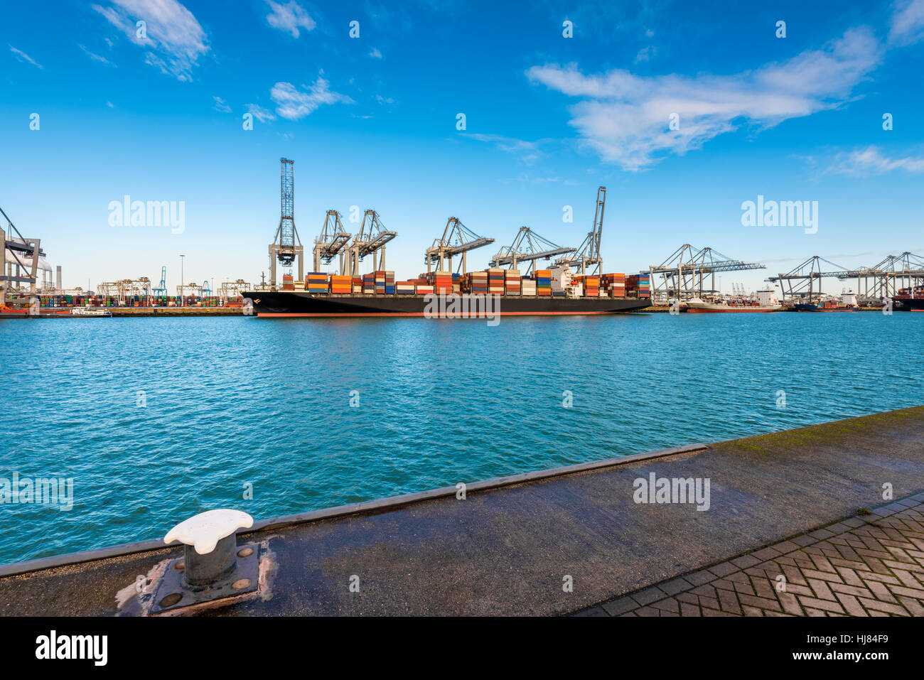 Container Terminal in Rotterdam Harbor Stock Photo - Alamy