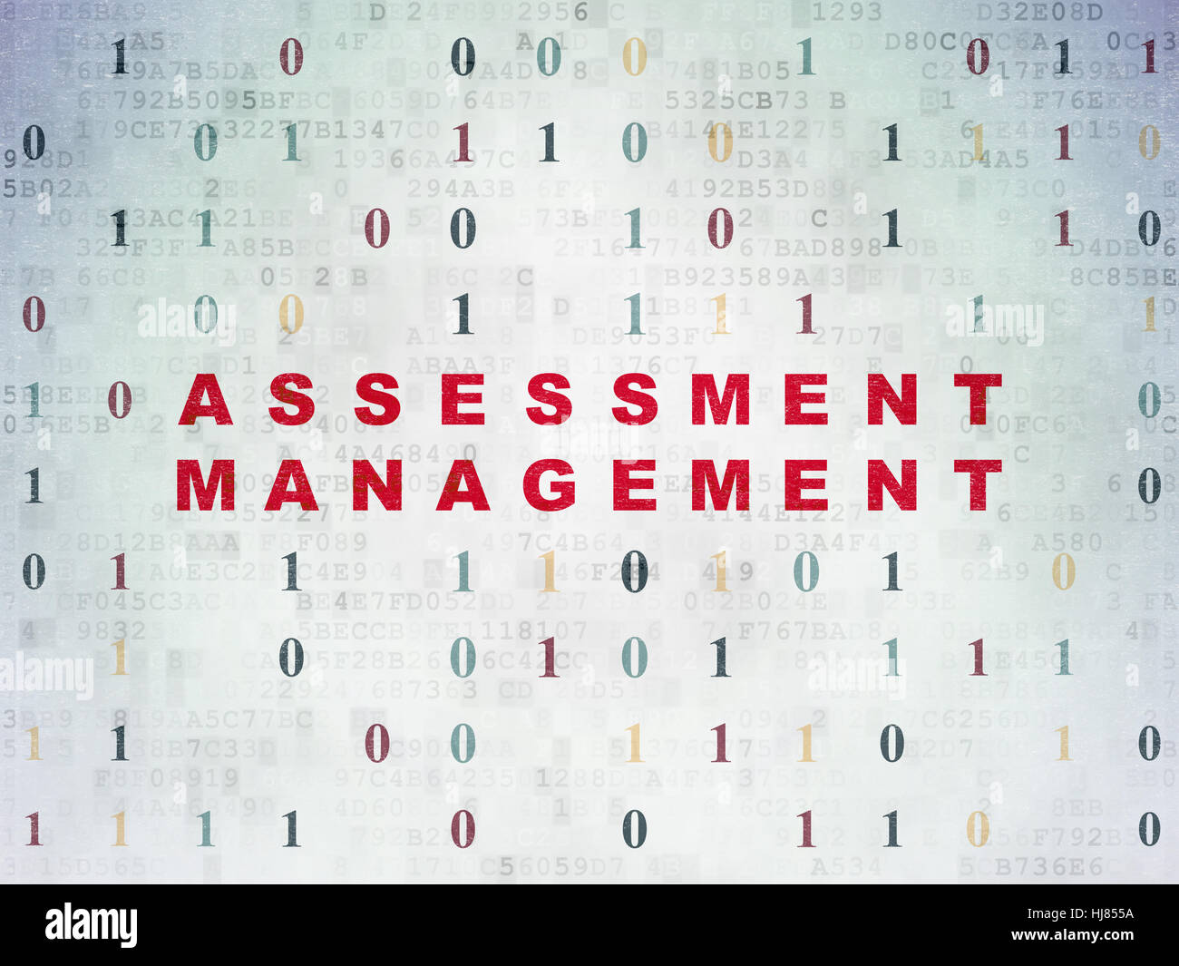 Finance concept: Assessment Management on Digital Data Paper background ...