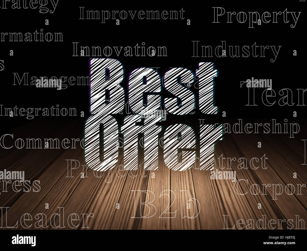 Finance concept: Best Offer in grunge dark room Stock Photo - Alamy