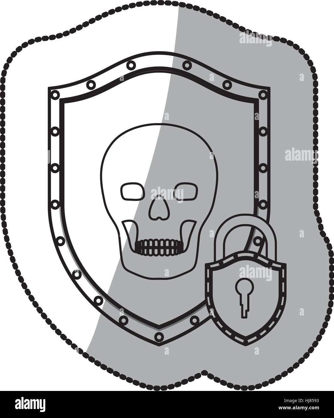 Skull on shield icon vector illustration graphic design Stock Vector ...