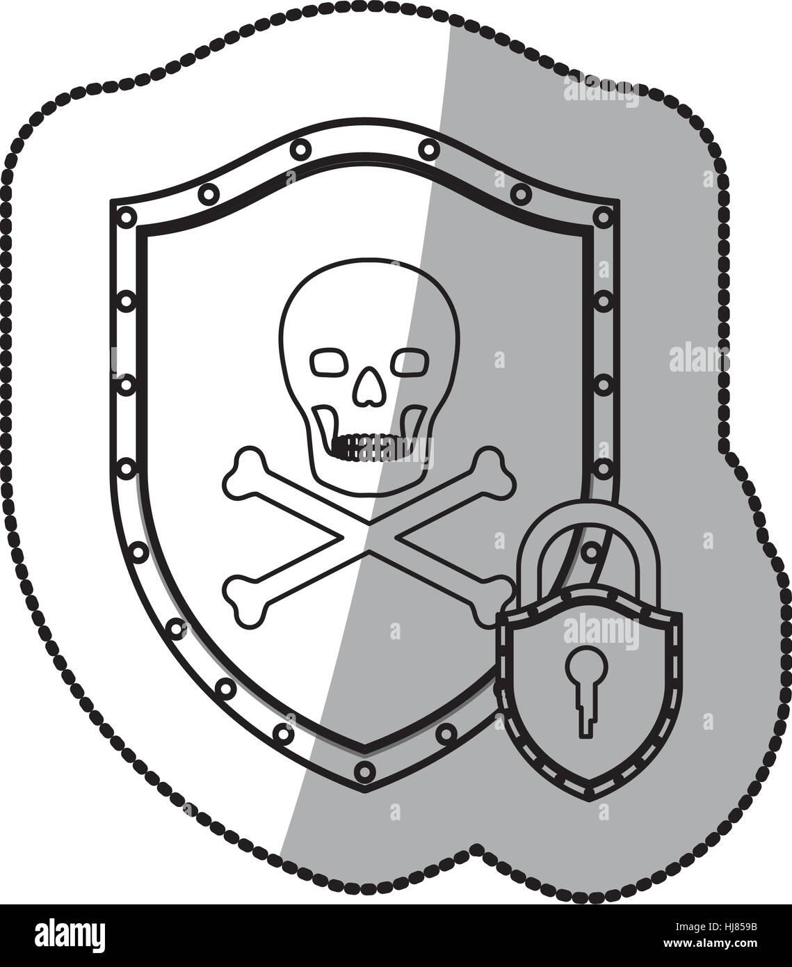 Skull on shield icon vector illustration graphic design Stock Vector ...