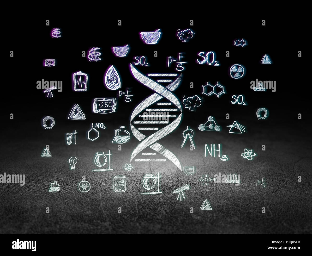 Science concept: DNA in grunge dark room Stock Photo - Alamy