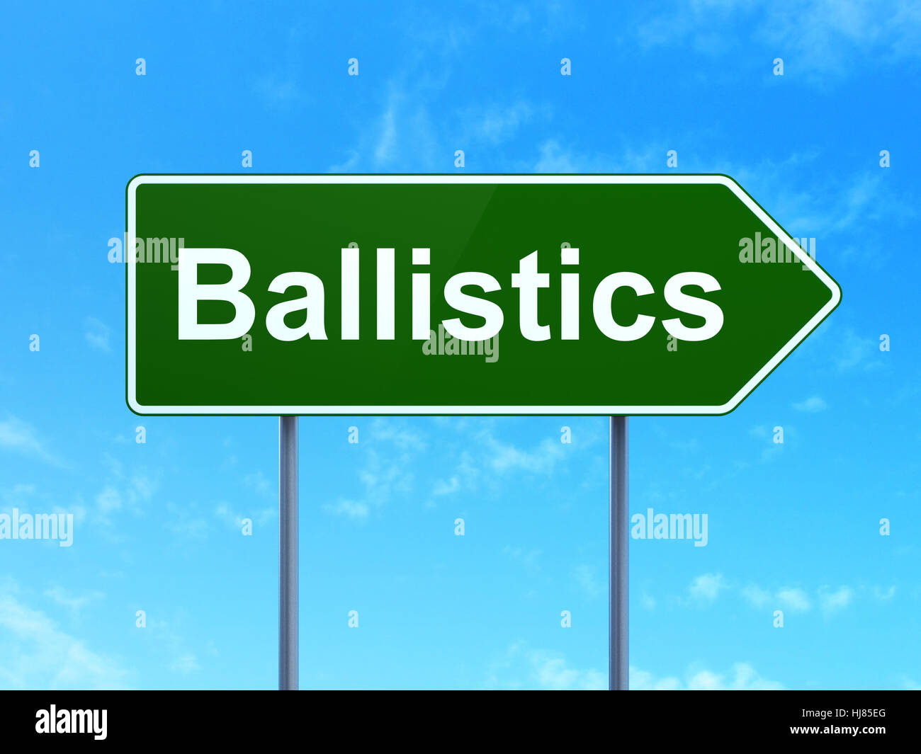 Science concept: Ballistics on road sign background Stock Photo - Alamy