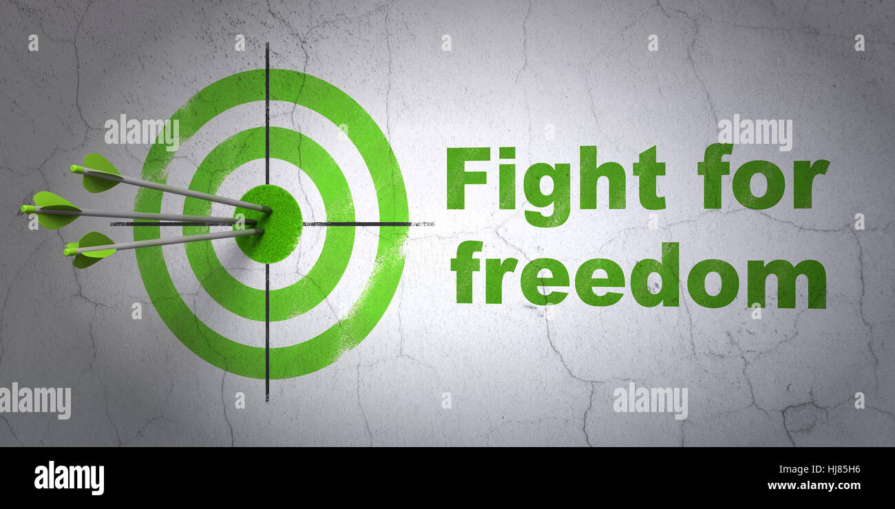 Politics concept: target and Fight For Freedom on wall background Stock ...