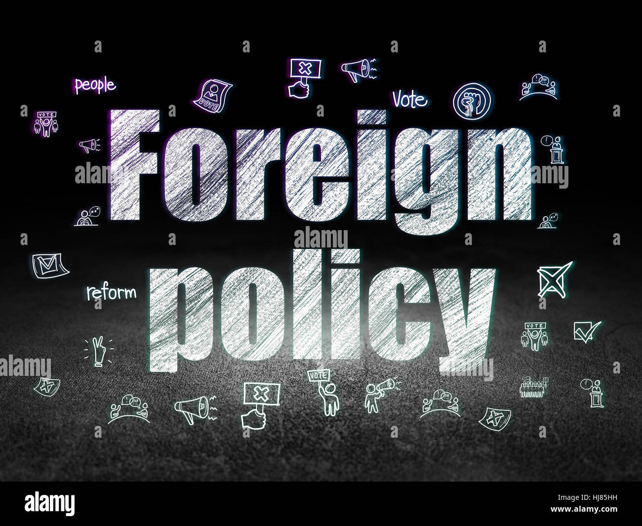 Politics concept: Foreign Policy in grunge dark room Stock Photo - Alamy