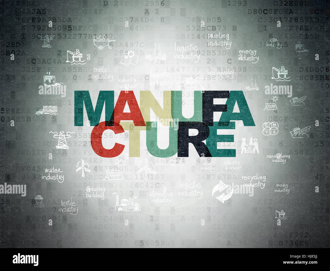Industry concept: Manufacture on Digital Data Paper background Stock ...