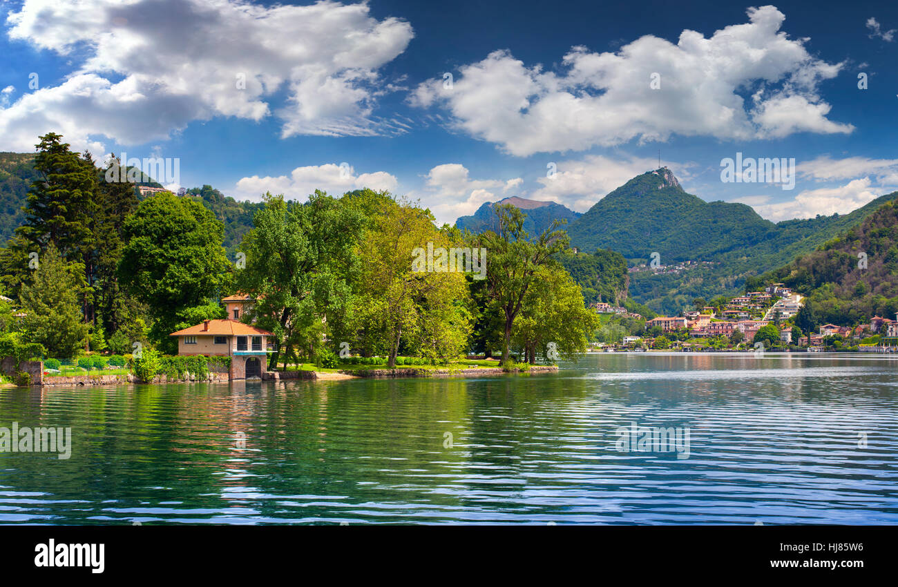 View of Lake Lugano, Switzerland, Alps Stock Photo - Alamy