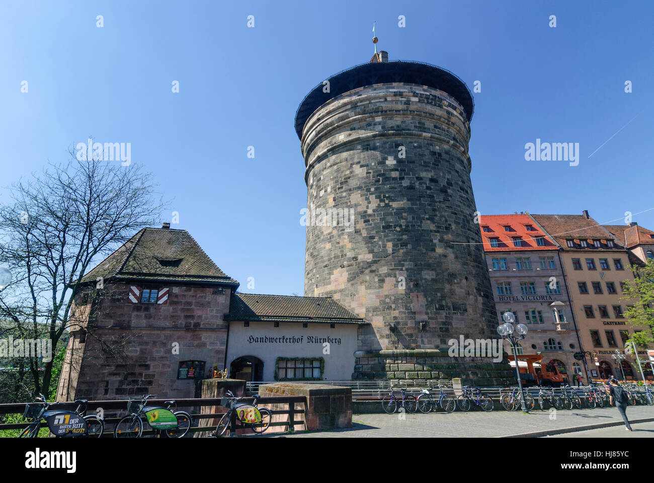 Nürnberg, Nuremberg: Old town; Royal Gate Tower and Handicraft Yard ...