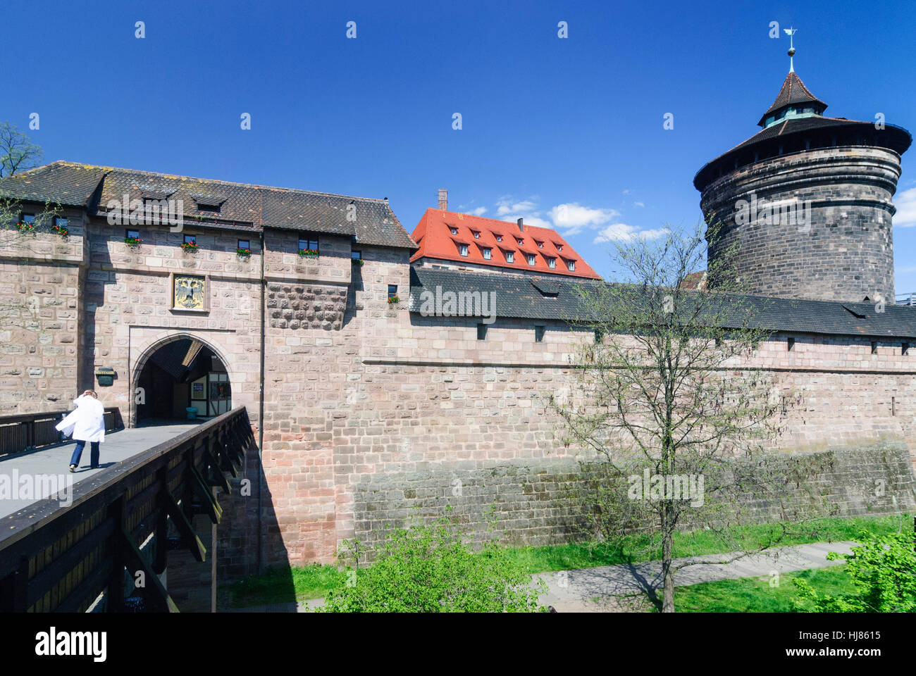Nürnberg, Nuremberg: Old town; Royal Gate Tower and Handicraft Yard ...