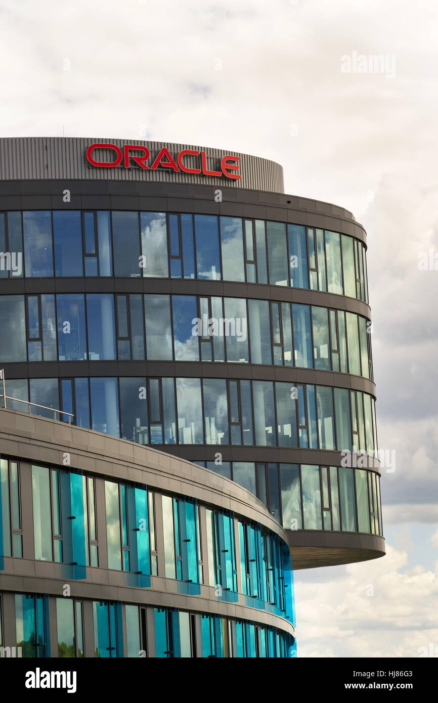 PRAGUE, CZECH REPUBLIC - JUNE 18: Oracle company logo on headquarters ...
