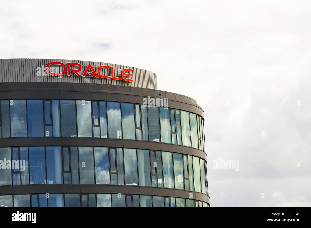 PRAGUE, CZECH REPUBLIC - JUNE 18: Oracle company logo on headquarters ...
