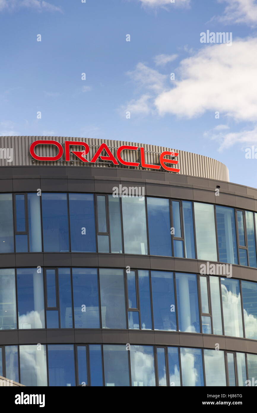 PRAGUE, CZECH REPUBLIC - JUNE 18: Oracle company logo on headquarters ...