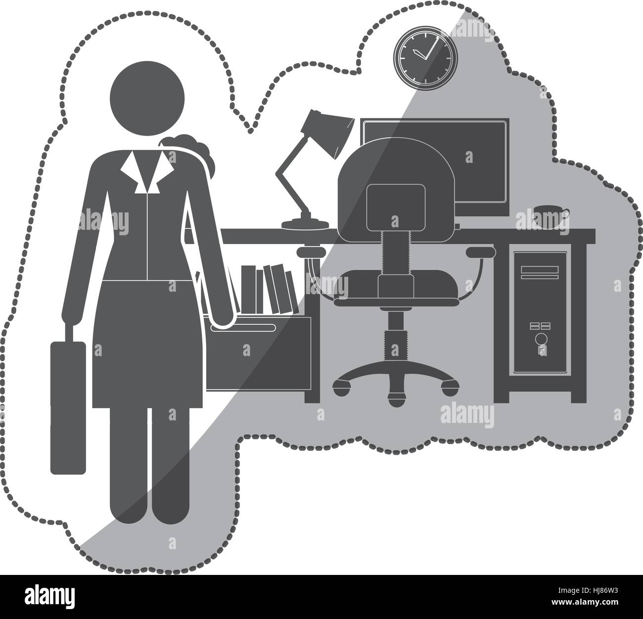 sticker silhouette woman administrator in office vector illustration ...