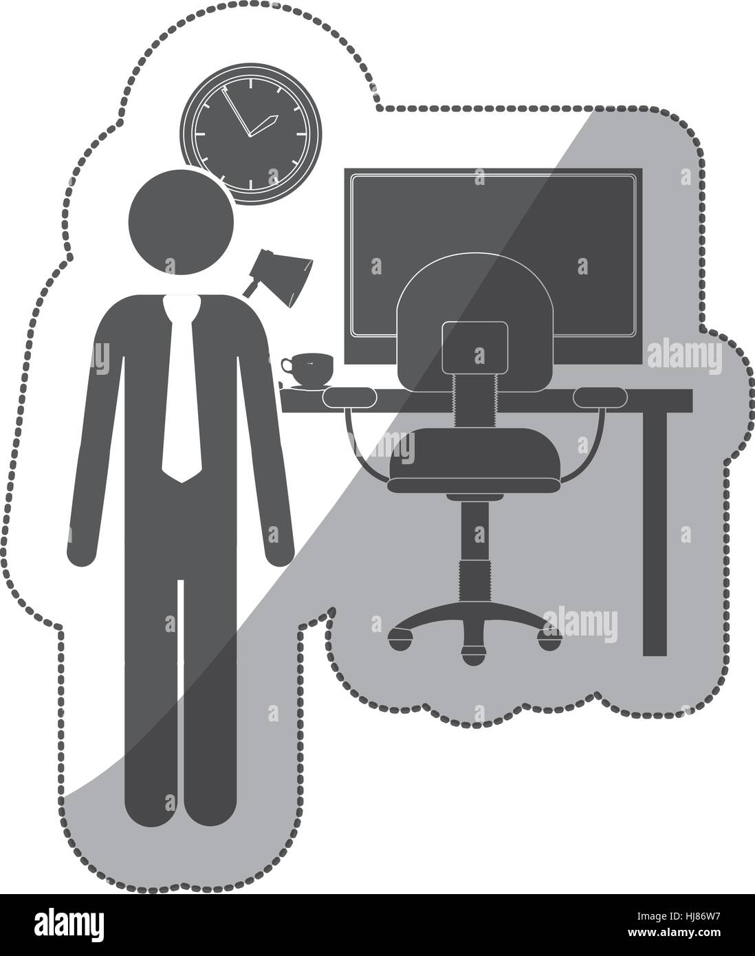sticker silhouette man administrator in office vector illustration ...