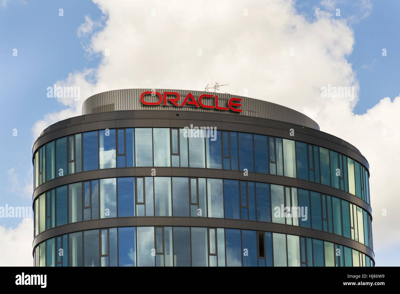 PRAGUE, CZECH REPUBLIC - JUNE 18: Oracle company logo on headquarters ...