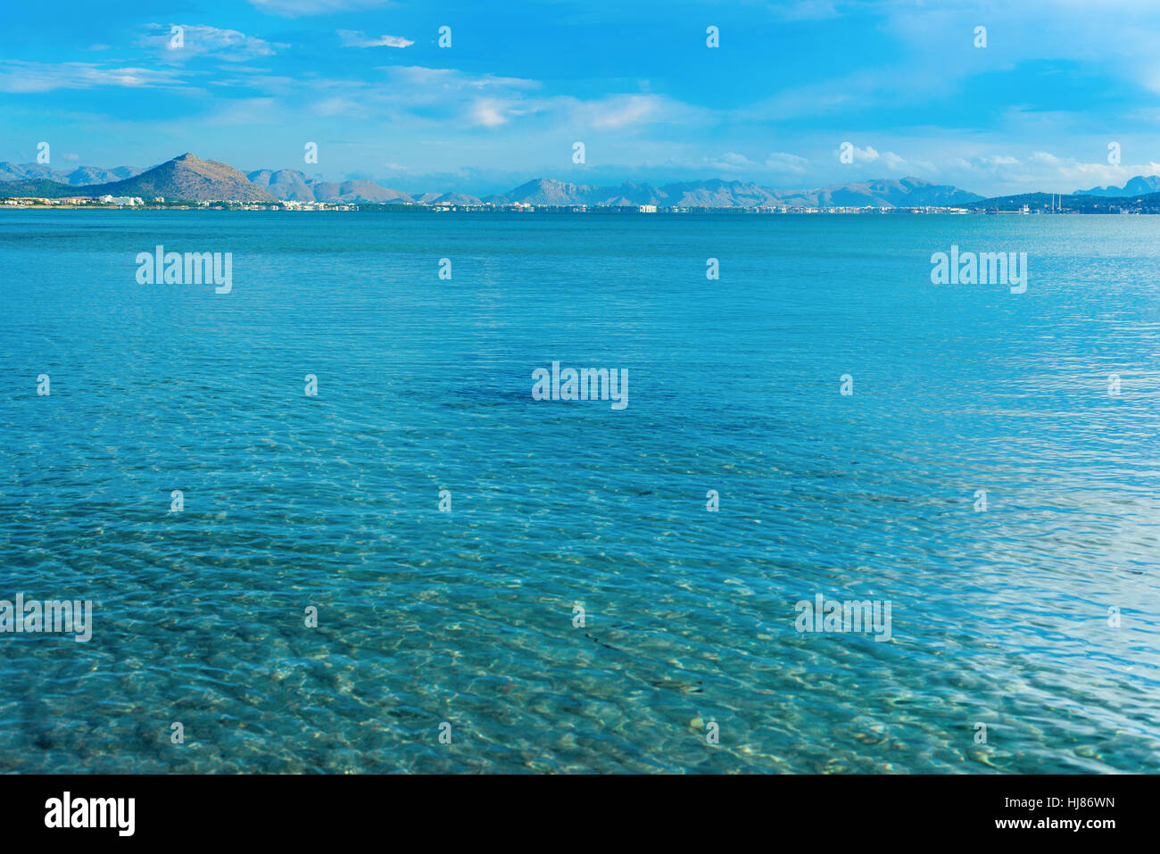 Calm Sea Ocean And Blue Sky Background Stock Photo - Alamy