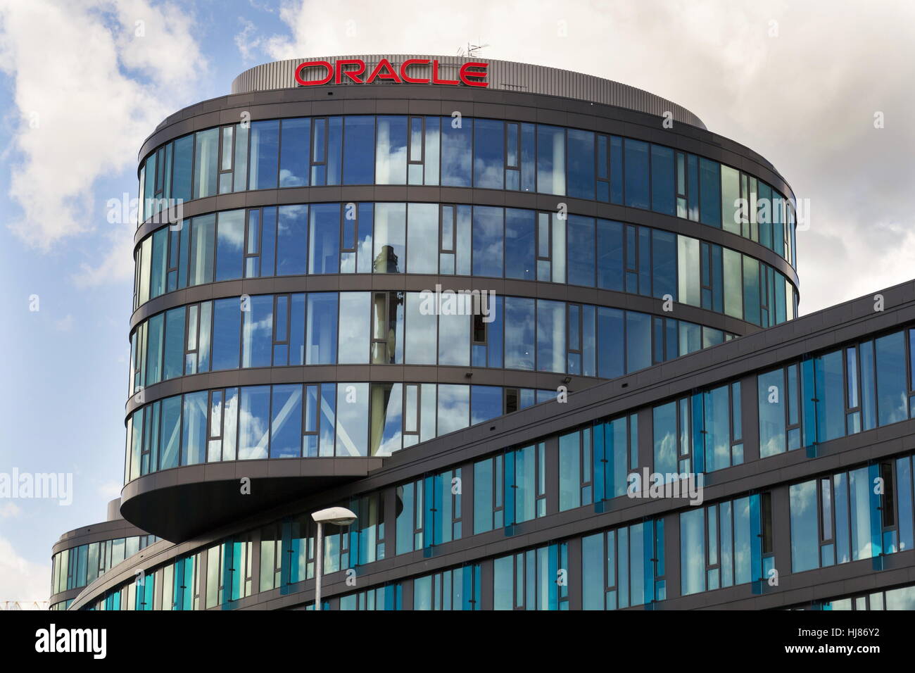 PRAGUE, CZECH REPUBLIC - JUNE 18: Oracle company logo on headquarters ...