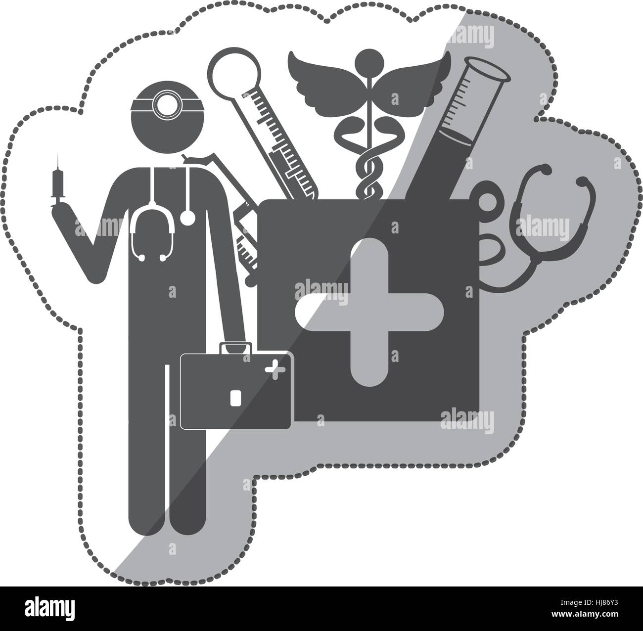 Sticker silhouette doctor medical tools hi-res stock photography and ...