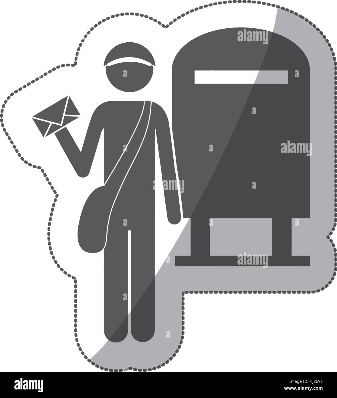 sticker silhouette postman with mailbox vector illustration Stock ...
