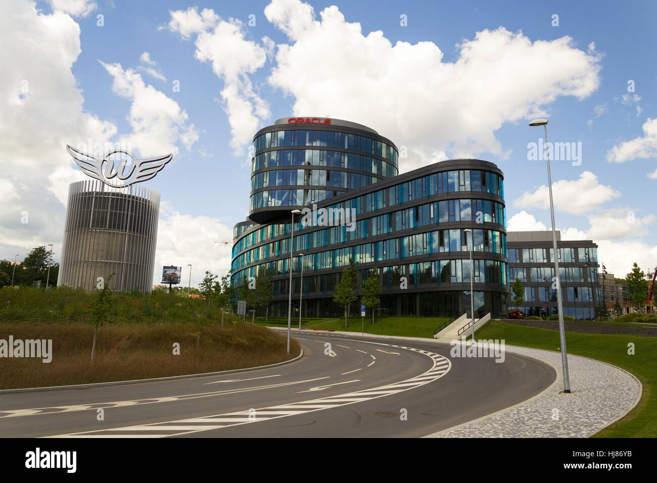 PRAGUE, CZECH REPUBLIC - JUNE 18: Oracle company logo on headquarters ...