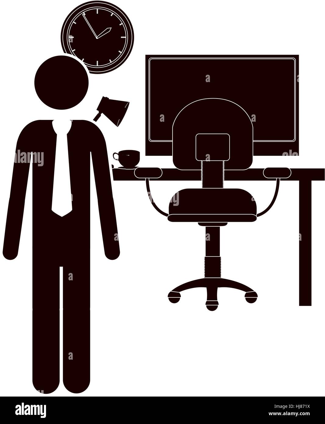 black silhouette man administrator in office vector illustration Stock ...