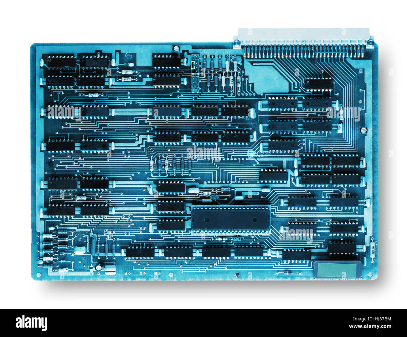 Computer board toned in blue isolated on white background Stock Photo ...