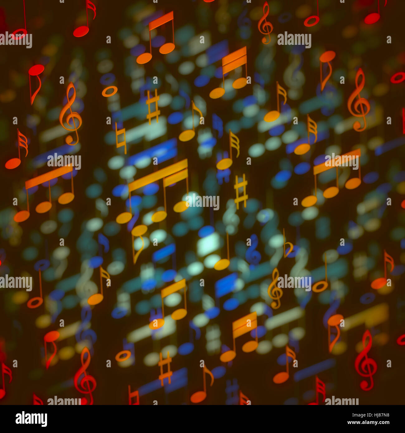 3d illustration of musical notes on black Stock Photo - Alamy