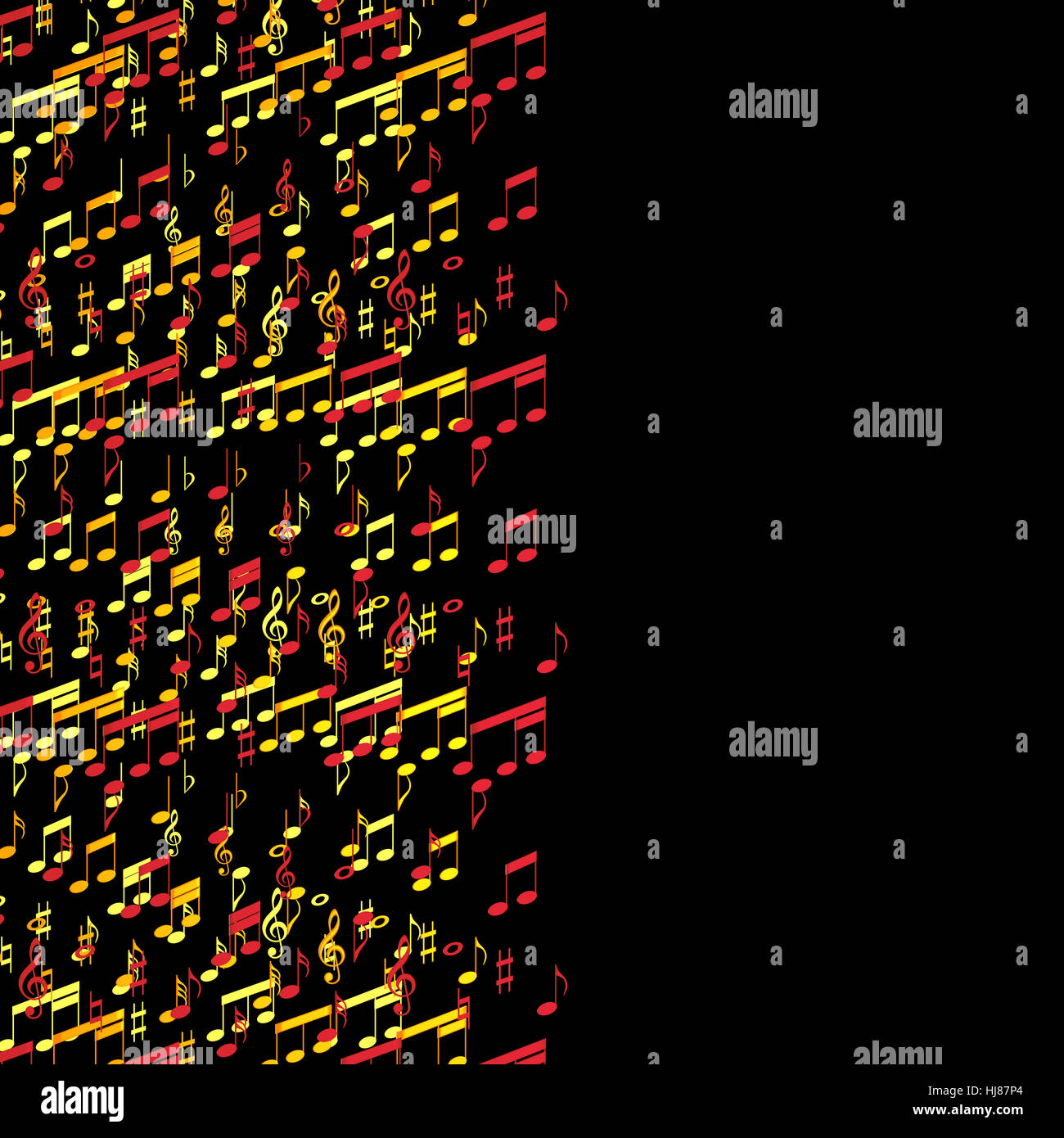 3d illustration of musical notes on black Stock Photo - Alamy