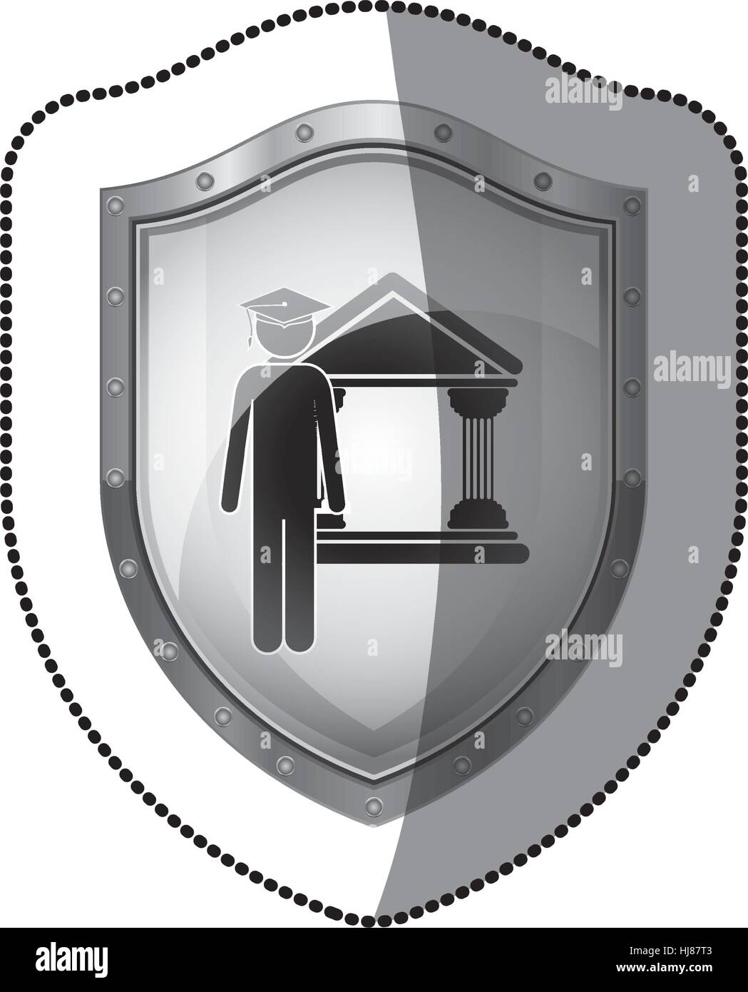 sticker shield with lawyer with graduation hat vector illustration ...