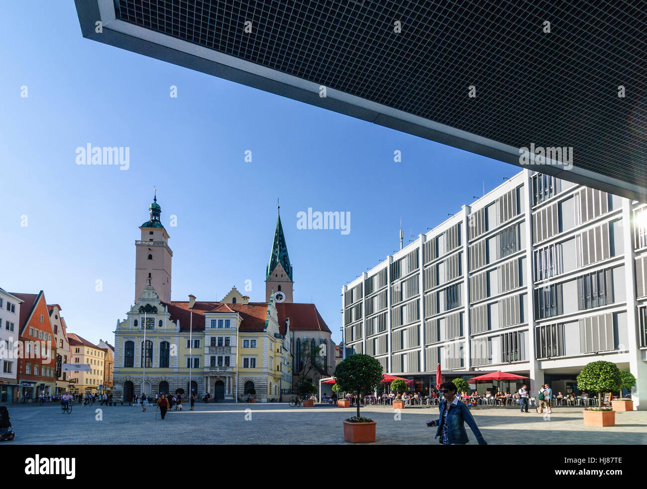 Ingolstadt: Old town; Old Town Hall, church Moritzkirche, New Town Hall ...