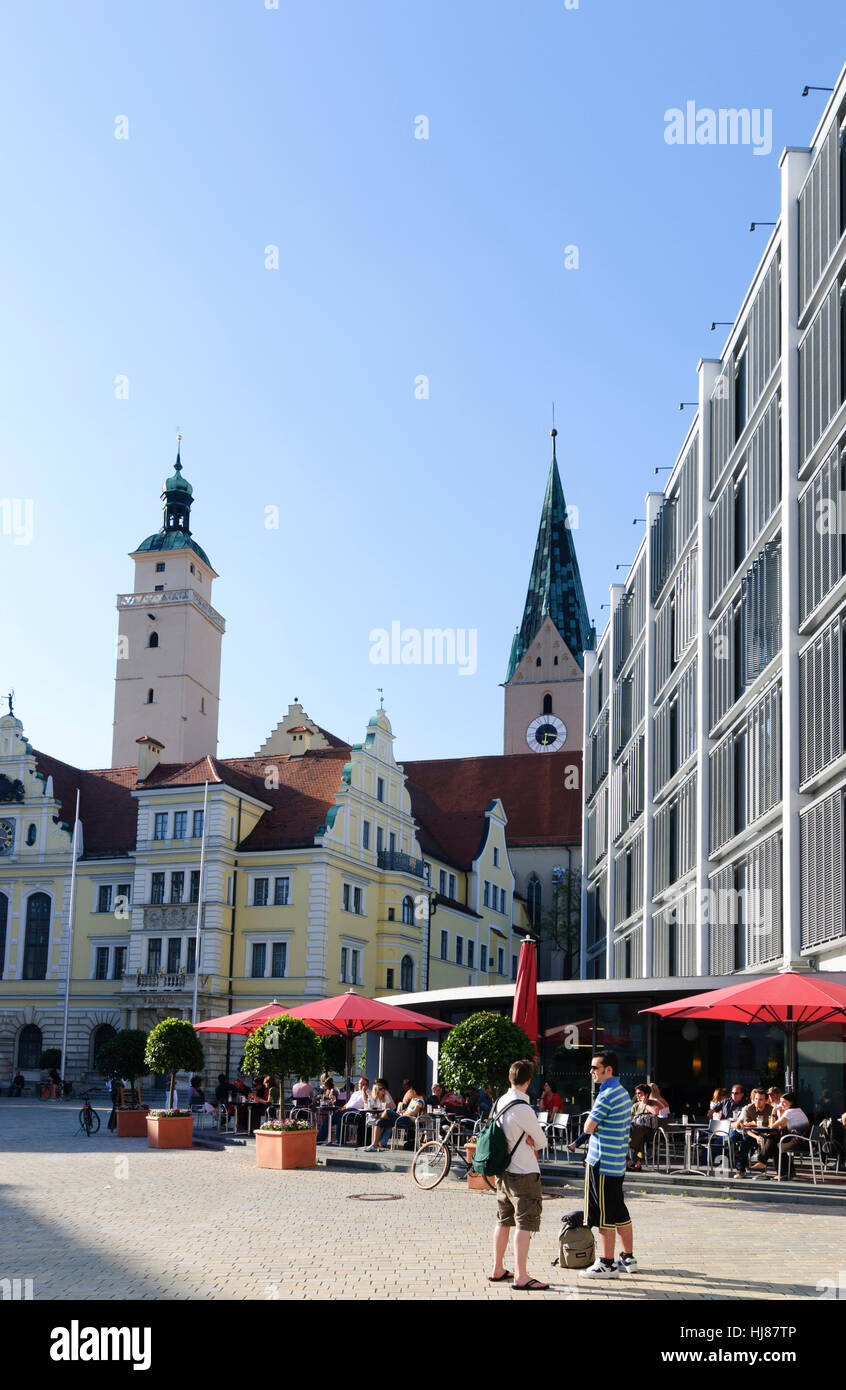 Ingolstadt: Old town; Old Town Hall, church Moritzkirche, New Town Hall ...