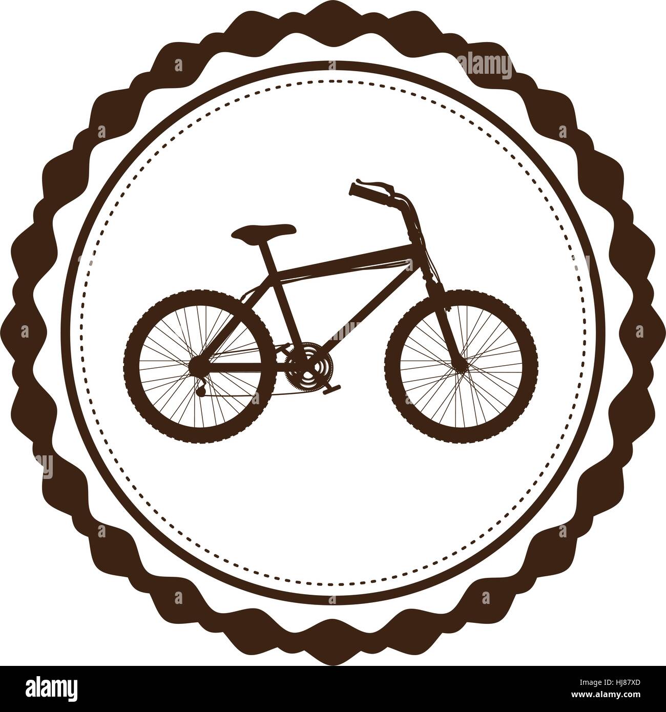 silhouette brown of bicycle in round frame vector illustration Stock ...