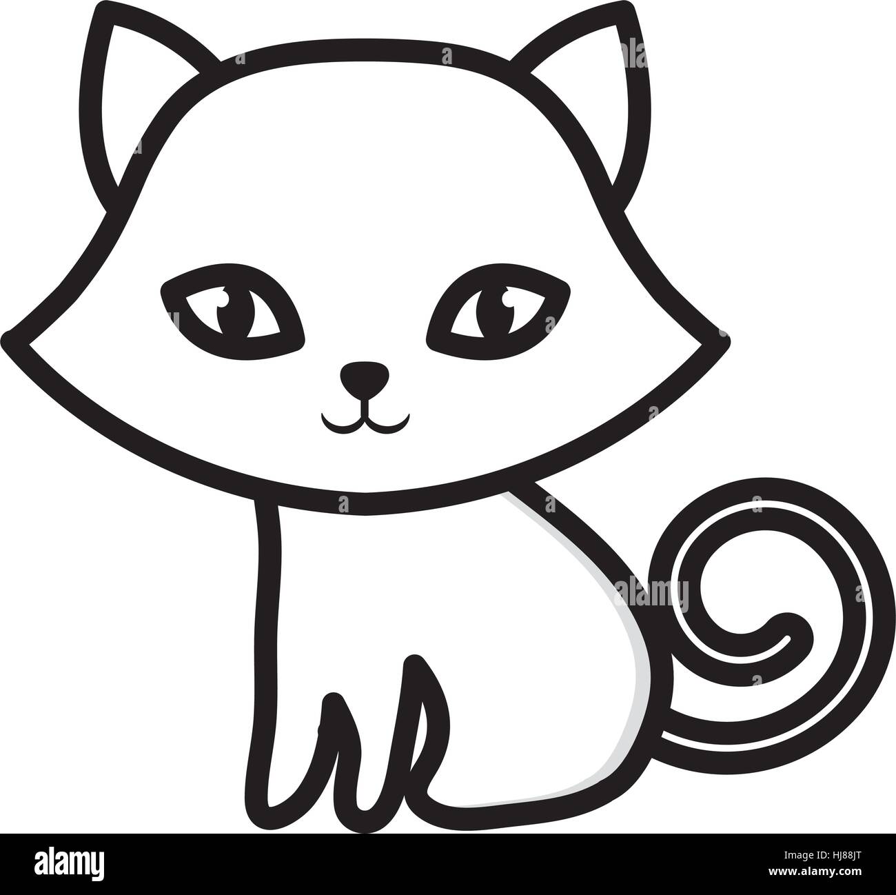 kitten sitting adorable outline vector illustration eps 10 Stock Vector ...