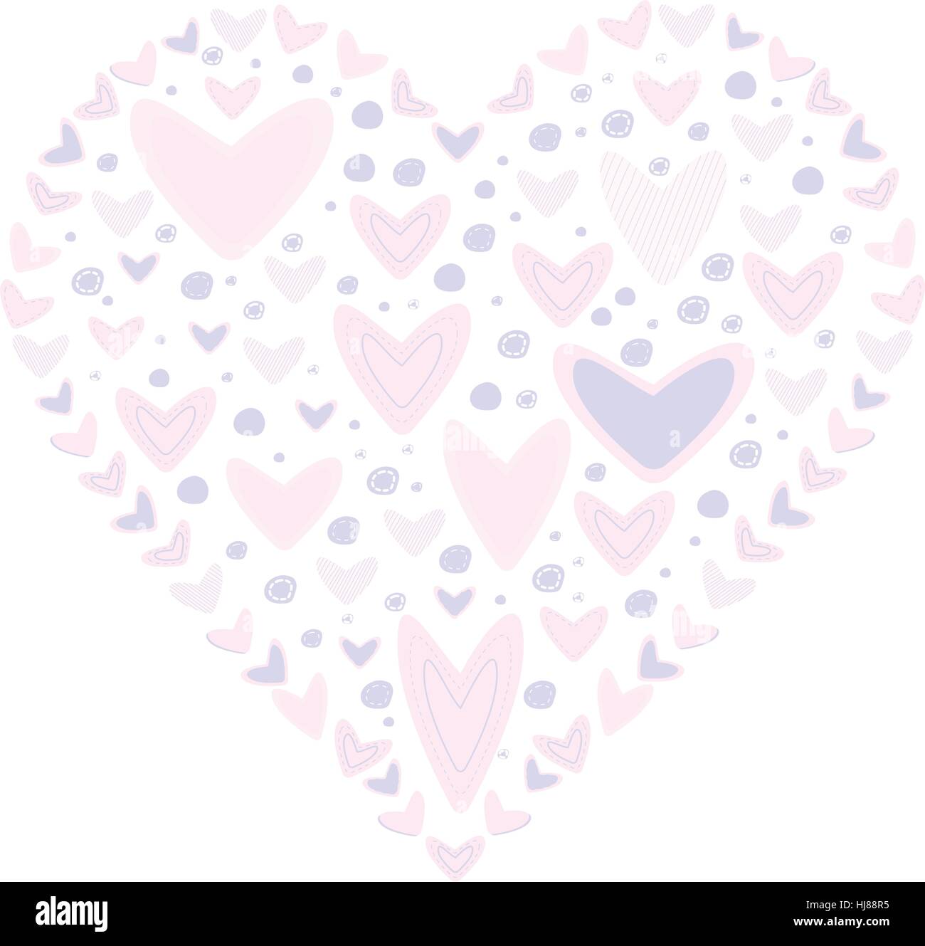Love concept of lots of pastel colors hearts in the shape of a heart on ...