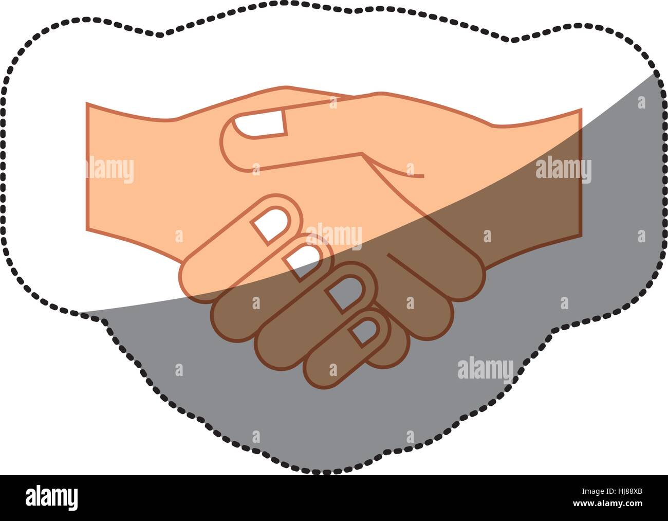 colorful middle shadow sticker with greeting of hand vector ...