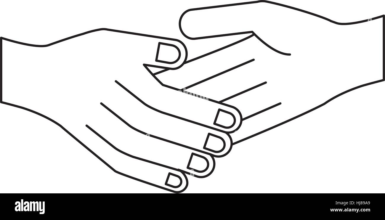 monochrome silhouette with greeting of hand vector illustration Stock ...