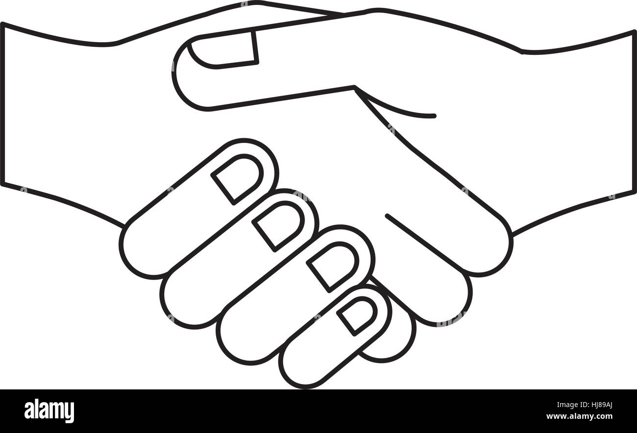 monochrome silhouette with greeting of hand vector illustration Stock ...