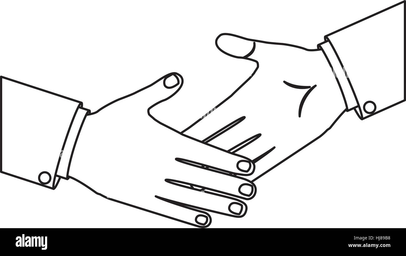 monochrome silhouette with greeting of hand vector illustration Stock ...