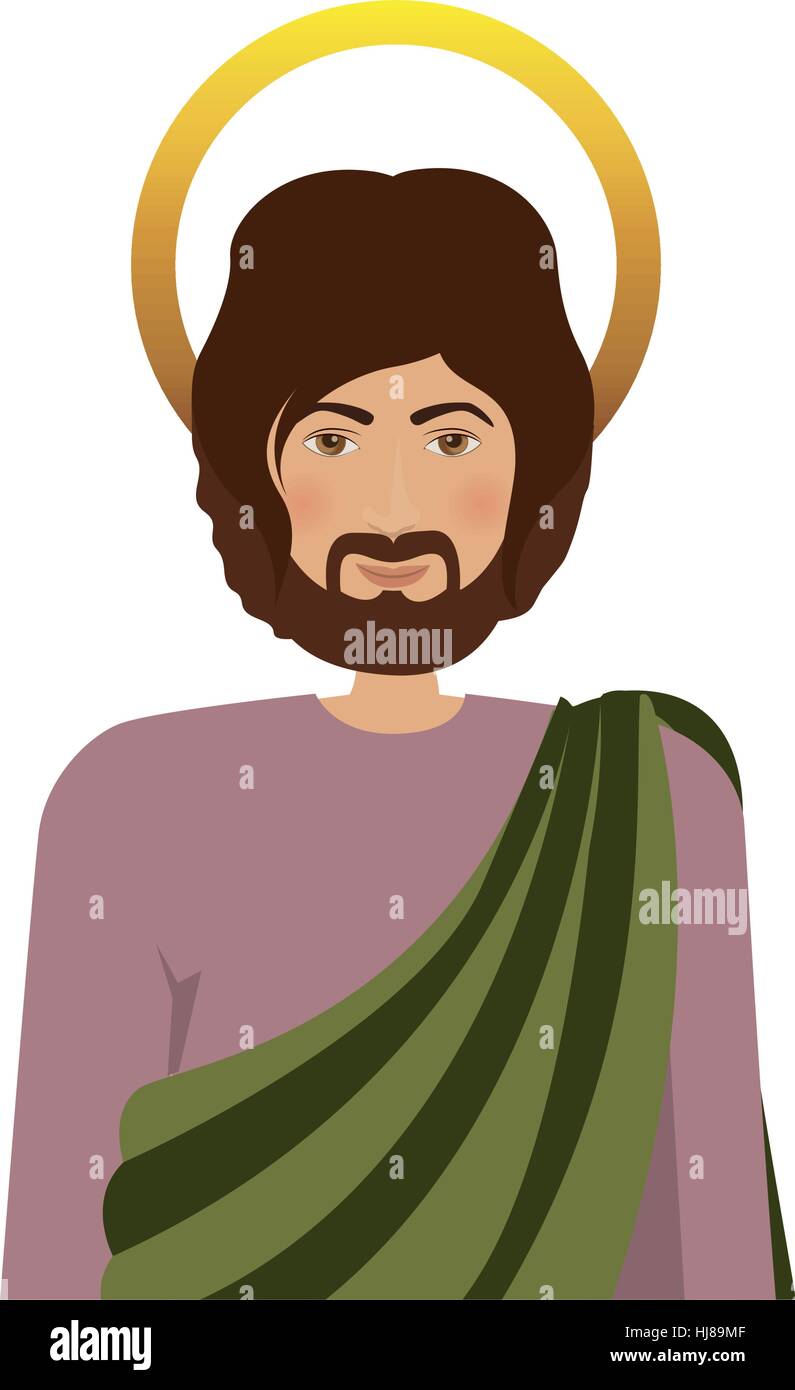 half body colorful figure human of saint joseph vector illustration ...