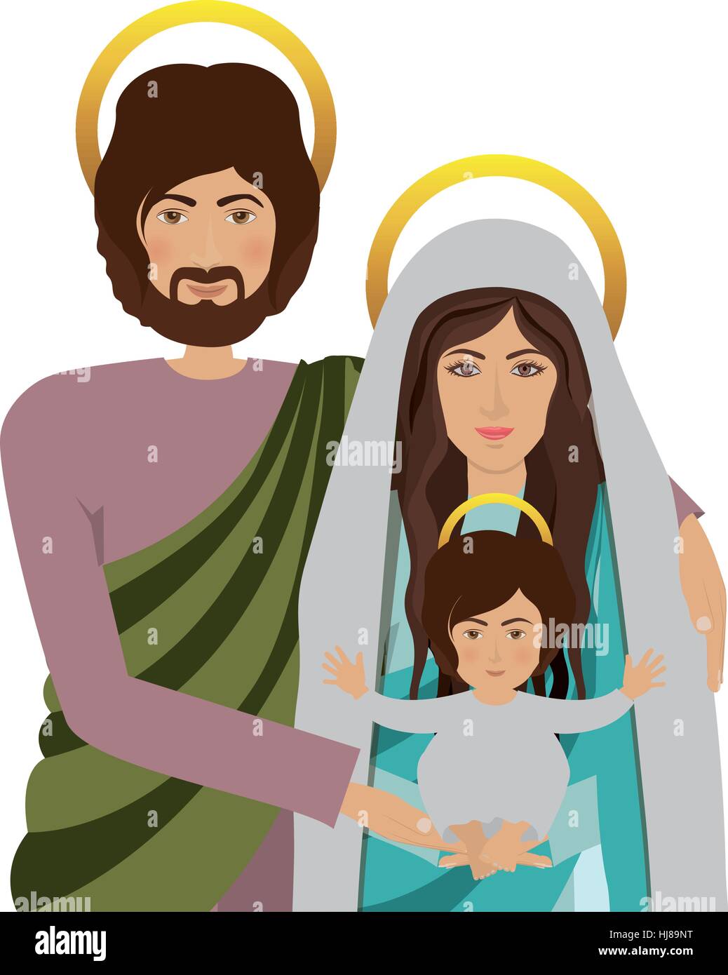half body picture of sacred family vector illustration Stock Vector ...