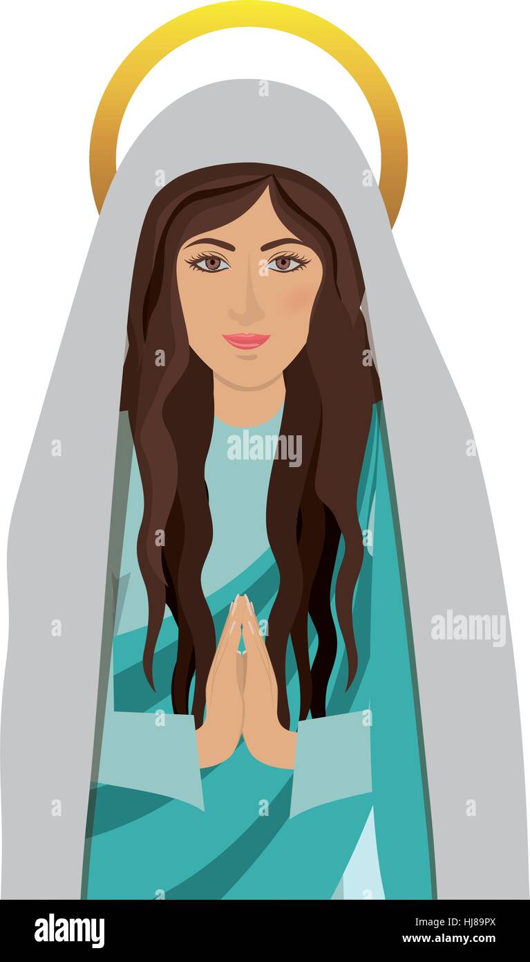 half body saint virgin mary praying vector illustration Stock Vector ...