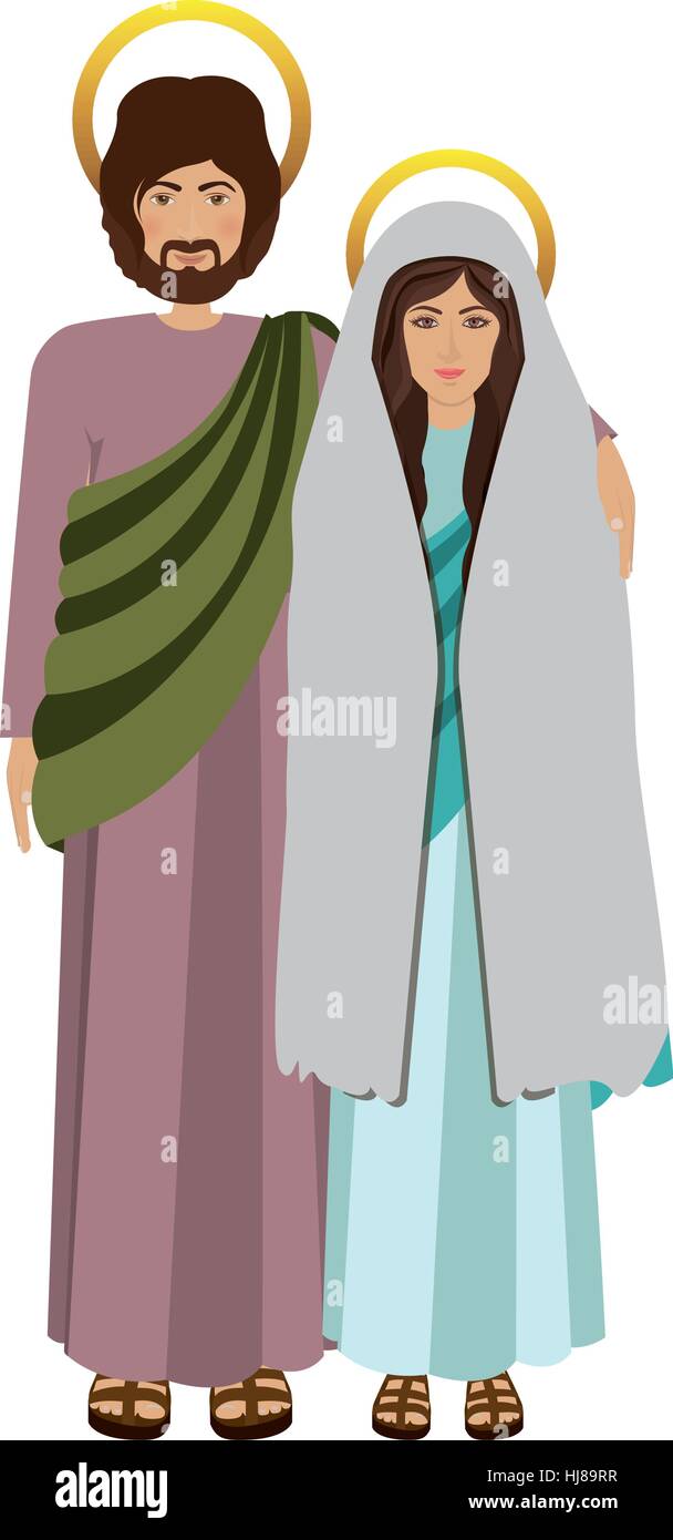 picture colorful virgin mary and saint joseph embraced vector ...
