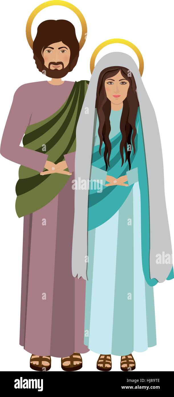 picture colorful virgin mary and saint joseph vector illustration Stock ...
