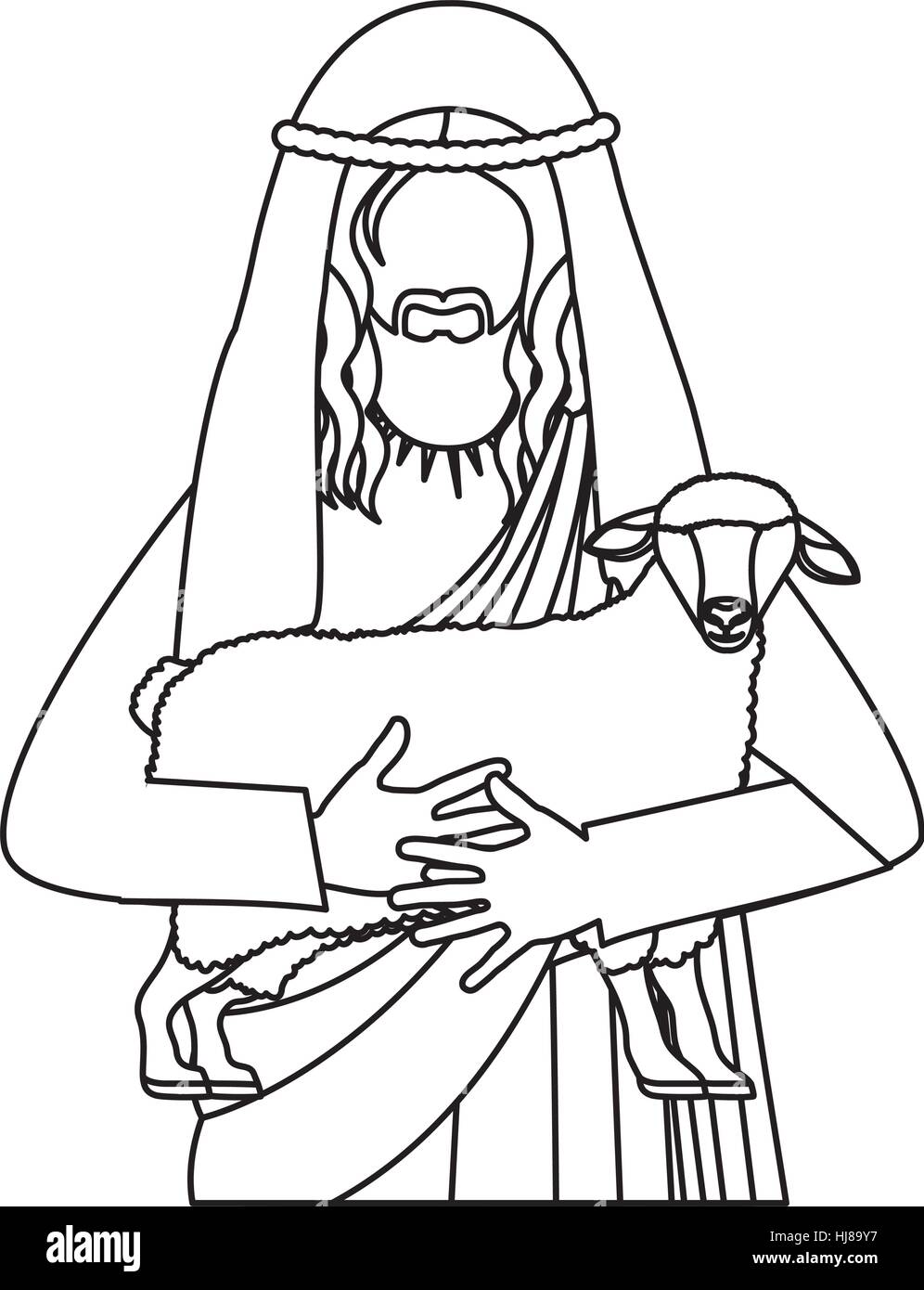 Christ with carrying lamb Stock Vector Images - Alamy