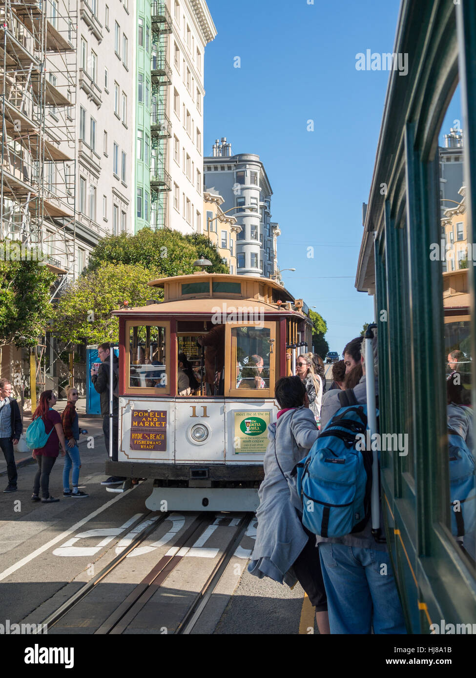 Riding outside a cable car in San Francisco streets Stock Photo - Alamy